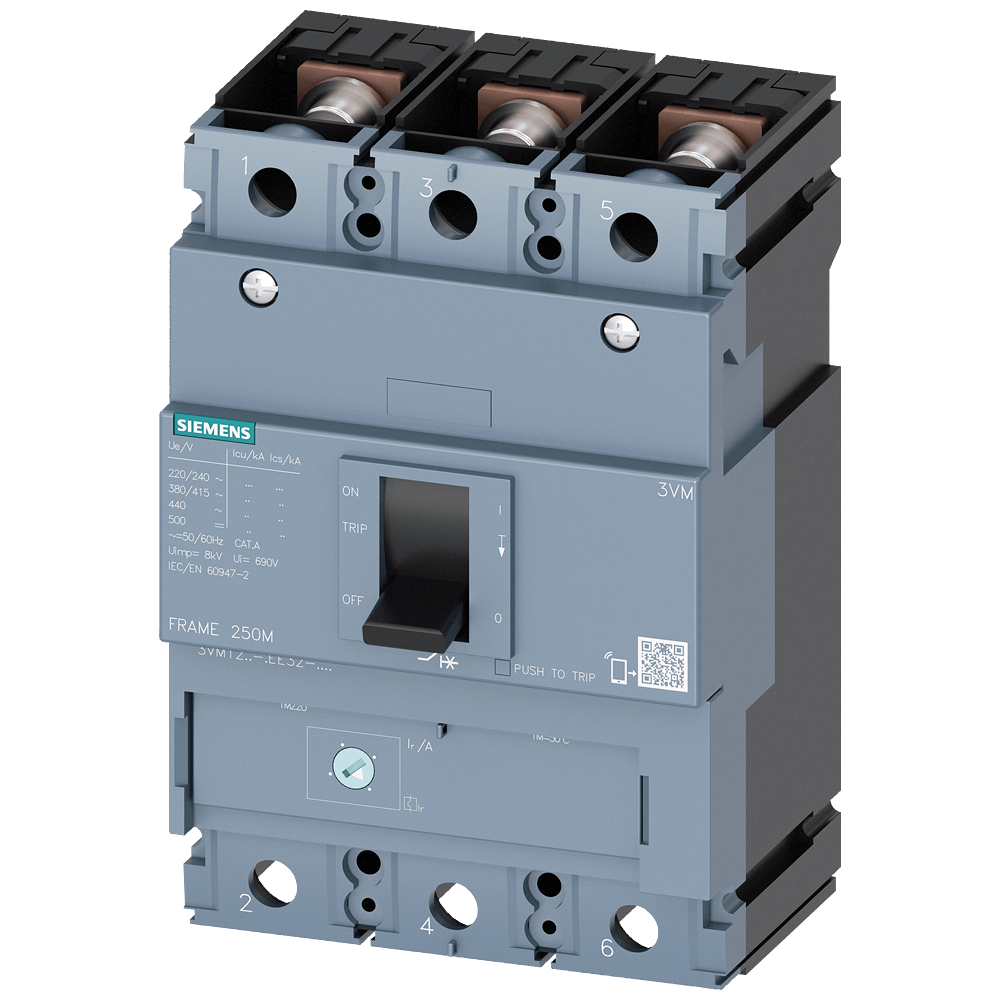 Disjuntor Caixa Moldada Tripolar Térmico E Magnético 415v 250a 36ka - 3VM12254EE320AA0 - Siemens ...